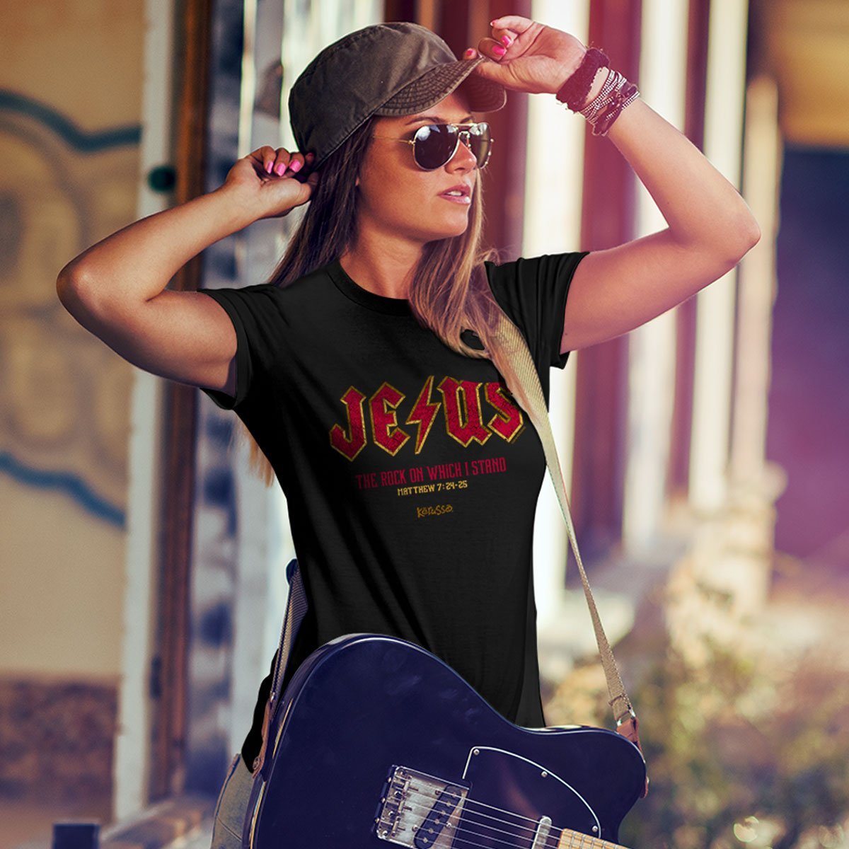 Kerusso Jesus the Rock on which I Stand Christian Unisex Bright T Shir ...