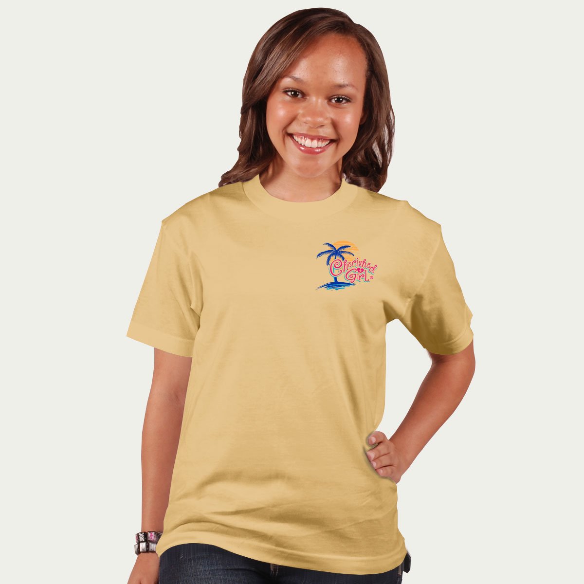 Cherished Girl Walk By Faith Flip Flops Girlie Christian Bright T Shir ...