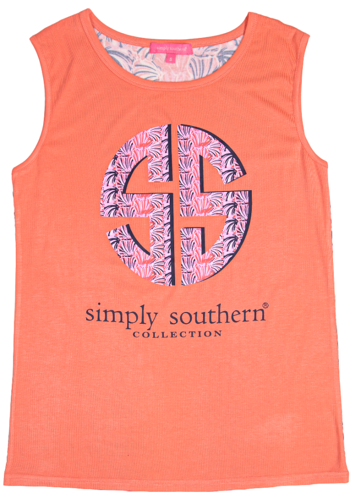 Simply Southern Preppy Scallop Logo Beach Tank Top - SimplyCuteTees