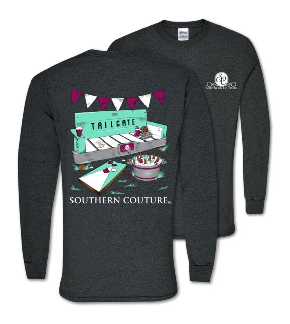 Sale Southern Couture Preppy Tailgate Bench Fall Long Sleeve T-Shirt ...