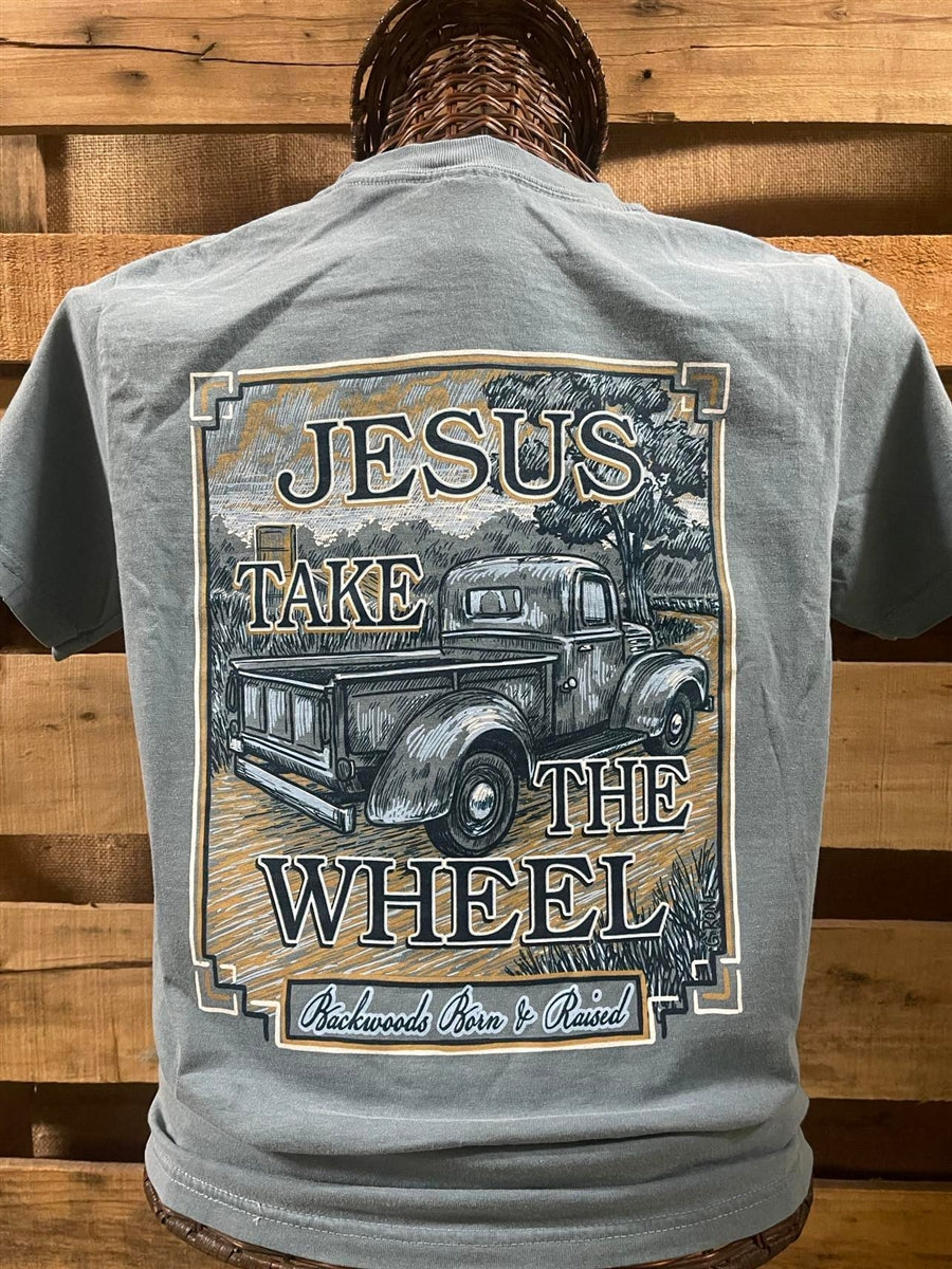 Backwoods Born & Raised Jesus Wheel Comfort Colors Unisex T-Shirt ...