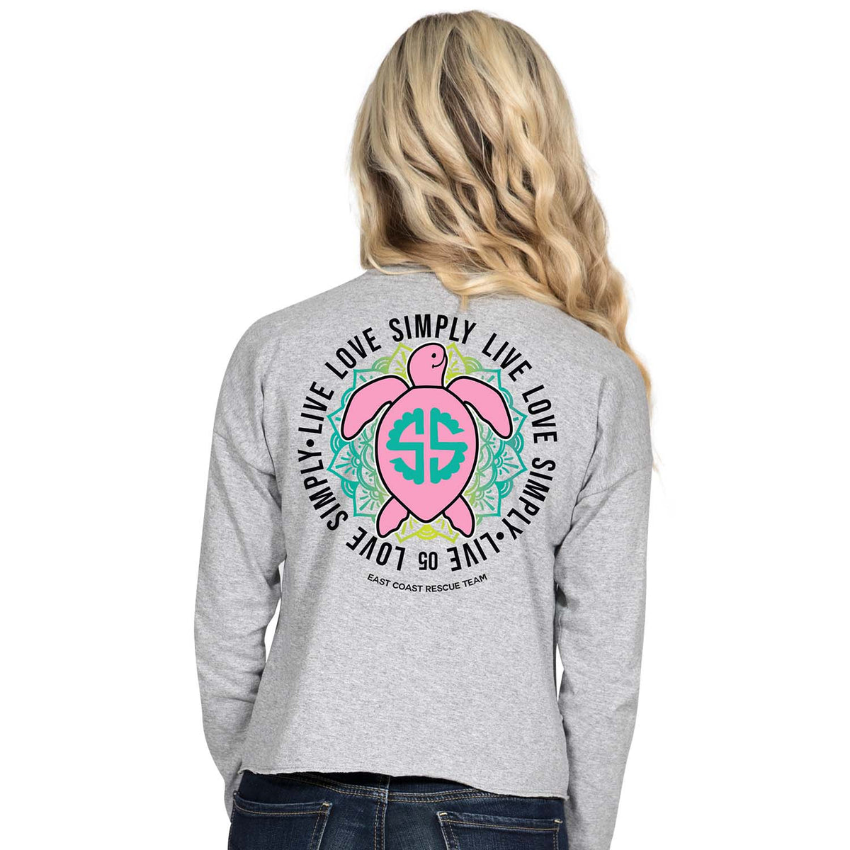 Simply Southern Preppy Live Love Turtle Shortie Crop Top Long Sleeve T ...