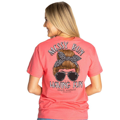 Simply Southern Preppy Messy Bun Having Fun T-Shirt - SimplyCuteTees