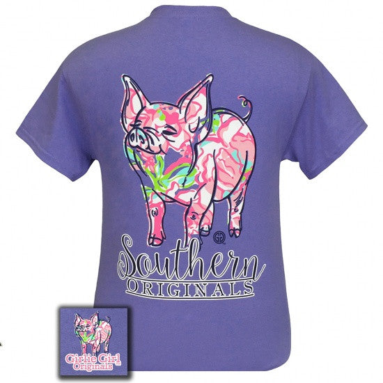 Girlie Girl Originals Southern Preppy Pig Violet T-Shirt - SimplyCuteTees